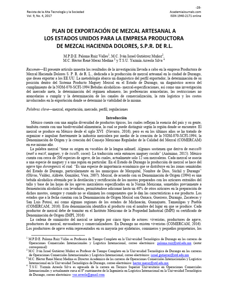 Plan de Exportacion Mezcal | PDF