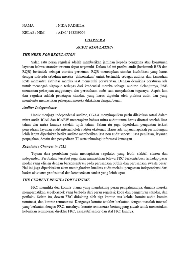Chapter 4 Audit Regulation | PDF