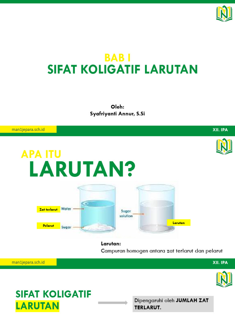 Sifat Koligatif Larutan Kelas Xii | PDF