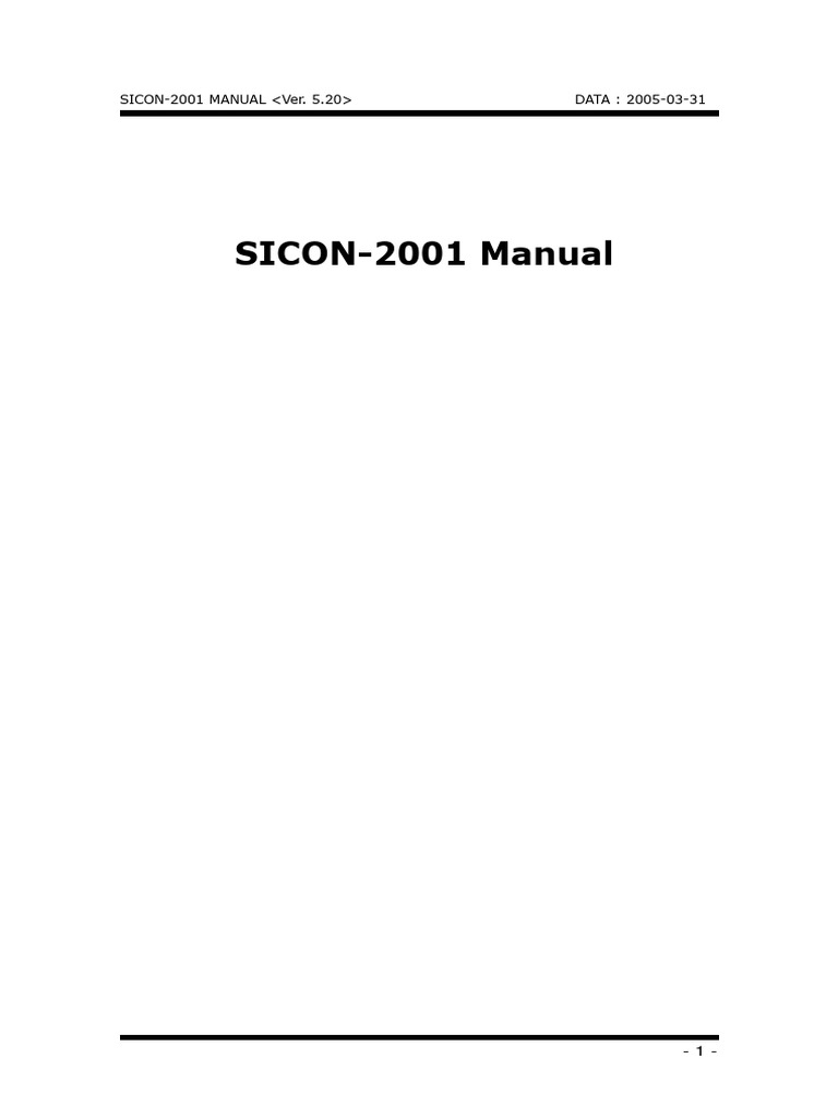SICON-2001 Operation Manual | PDF | Technology & Engineering