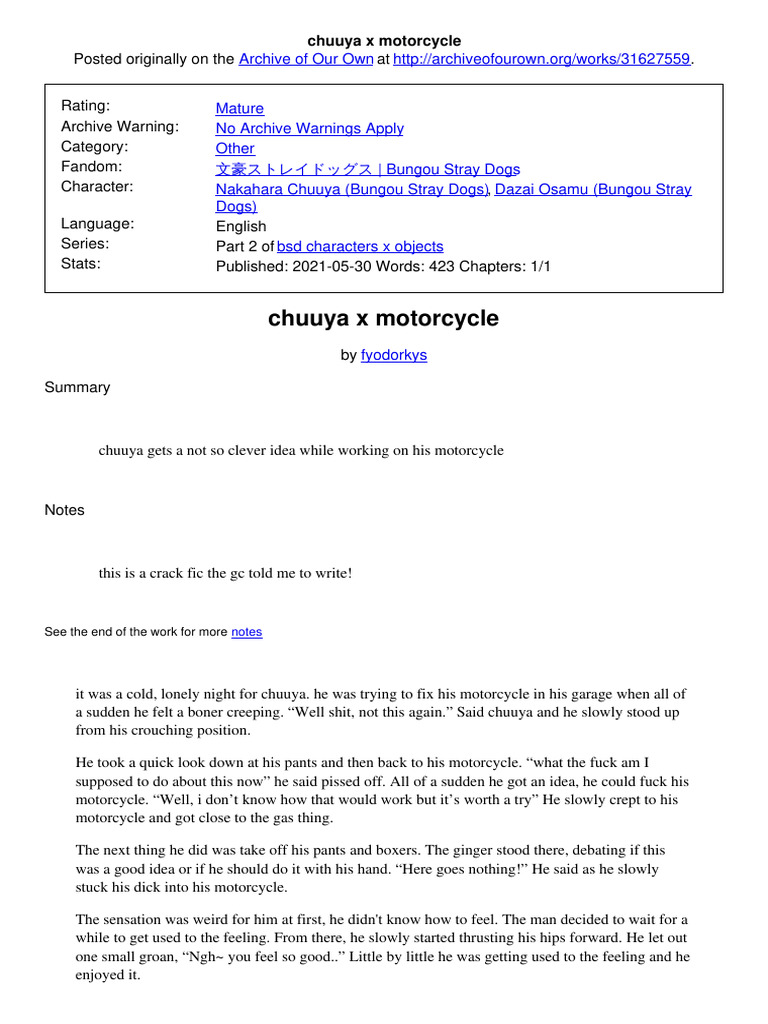 Chuuya's Motorcycle Adventure | PDF
