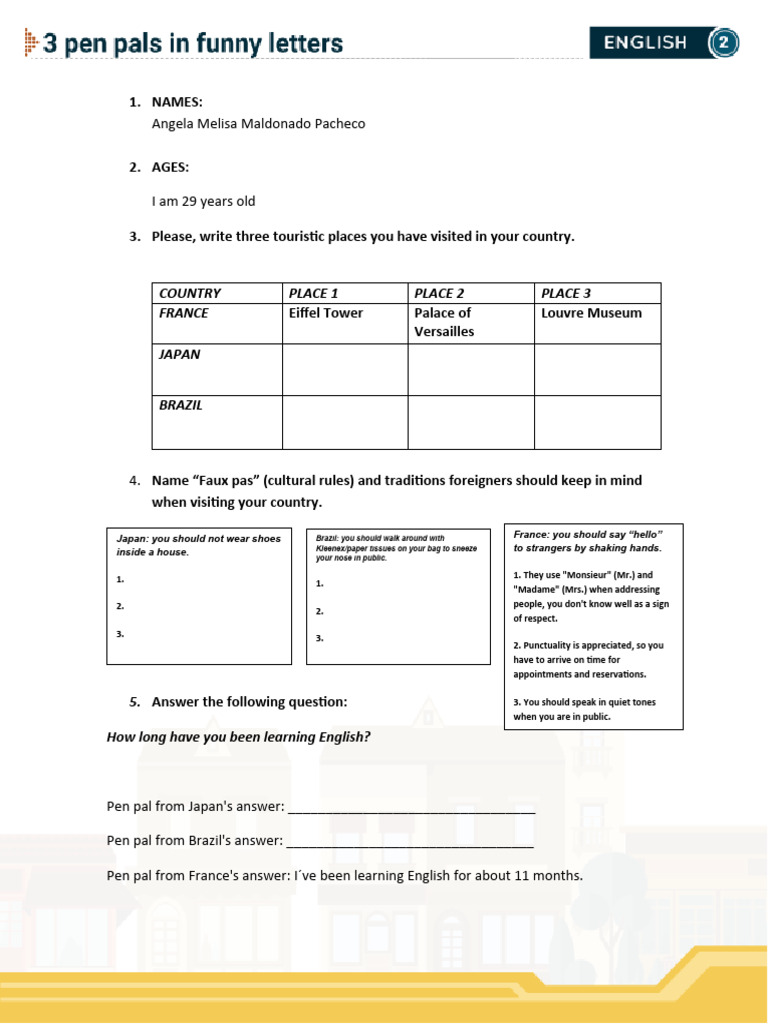 1 Getting To Know About My Pen Pals.. | PDF