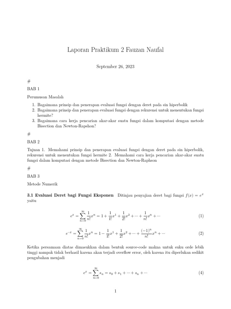 Laporan Praktikum Metode Numerik | PDF