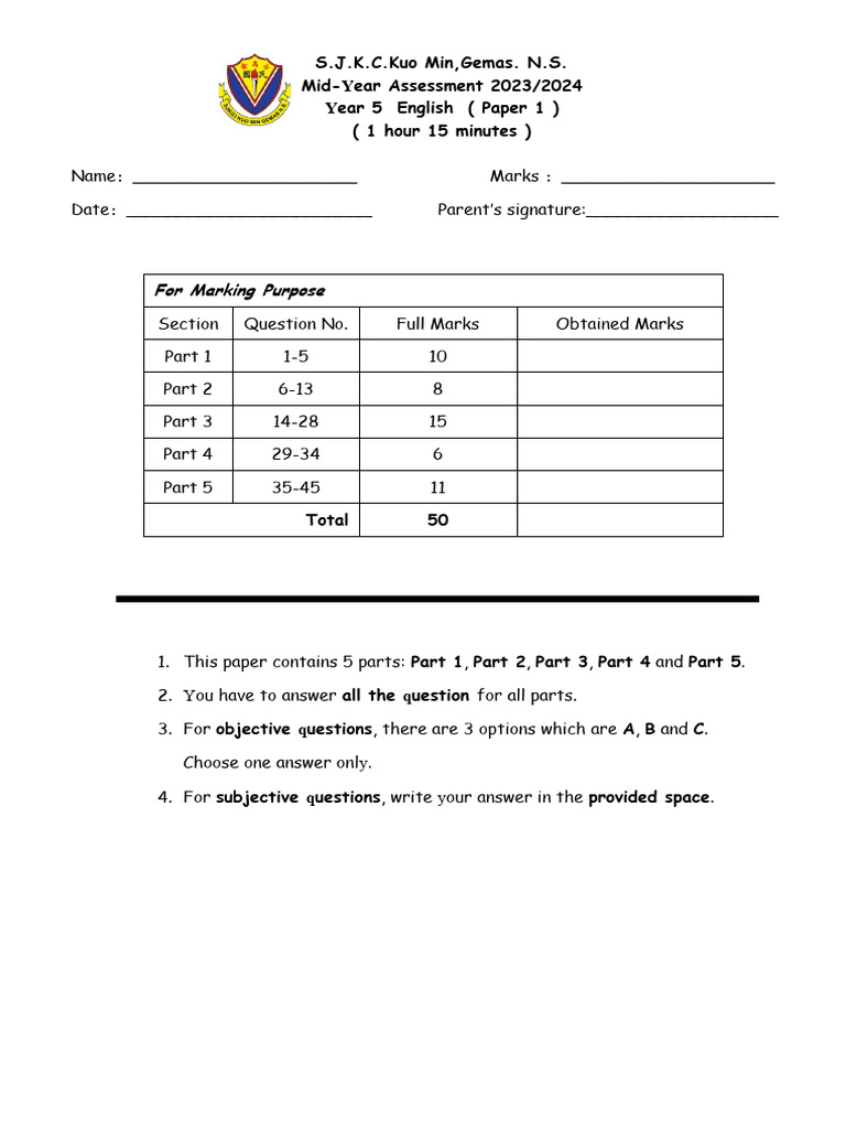 Exam Paper Cover | PDF