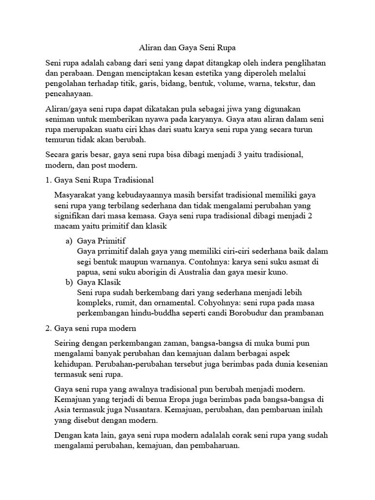Aliran Dan Gaya Seni Rupa | PDF | Seni