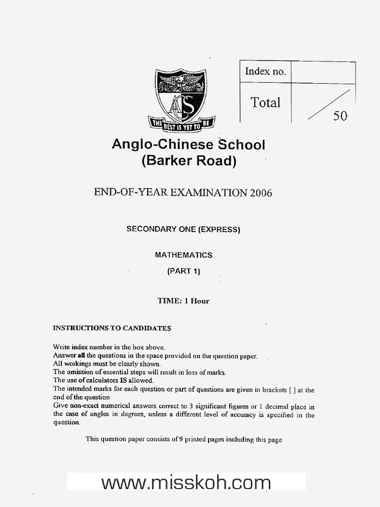 Sec1-Acs-Maths (Cracked) | PDF