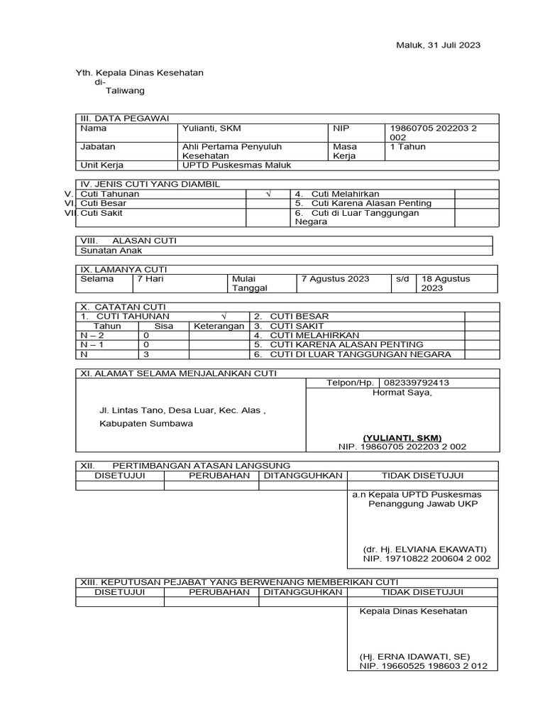 Permiso Anual por Sunatan Anak | PDF