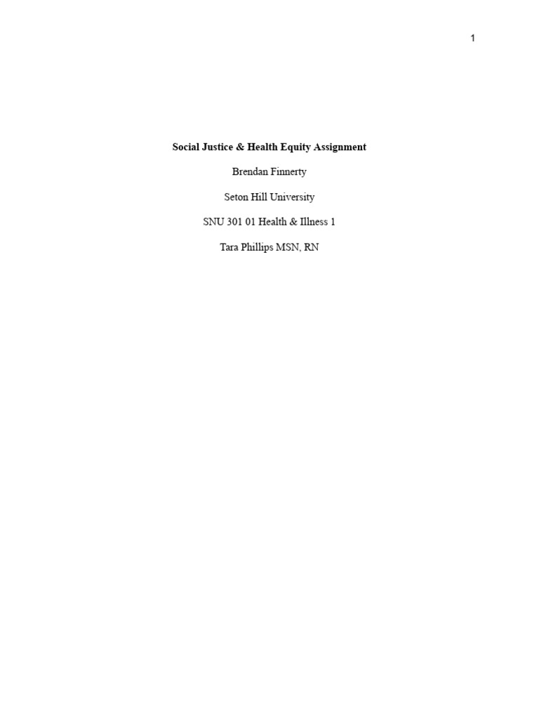 Social Justice Health Equity Assignment 1 | PDF | Health Equity | Health Care