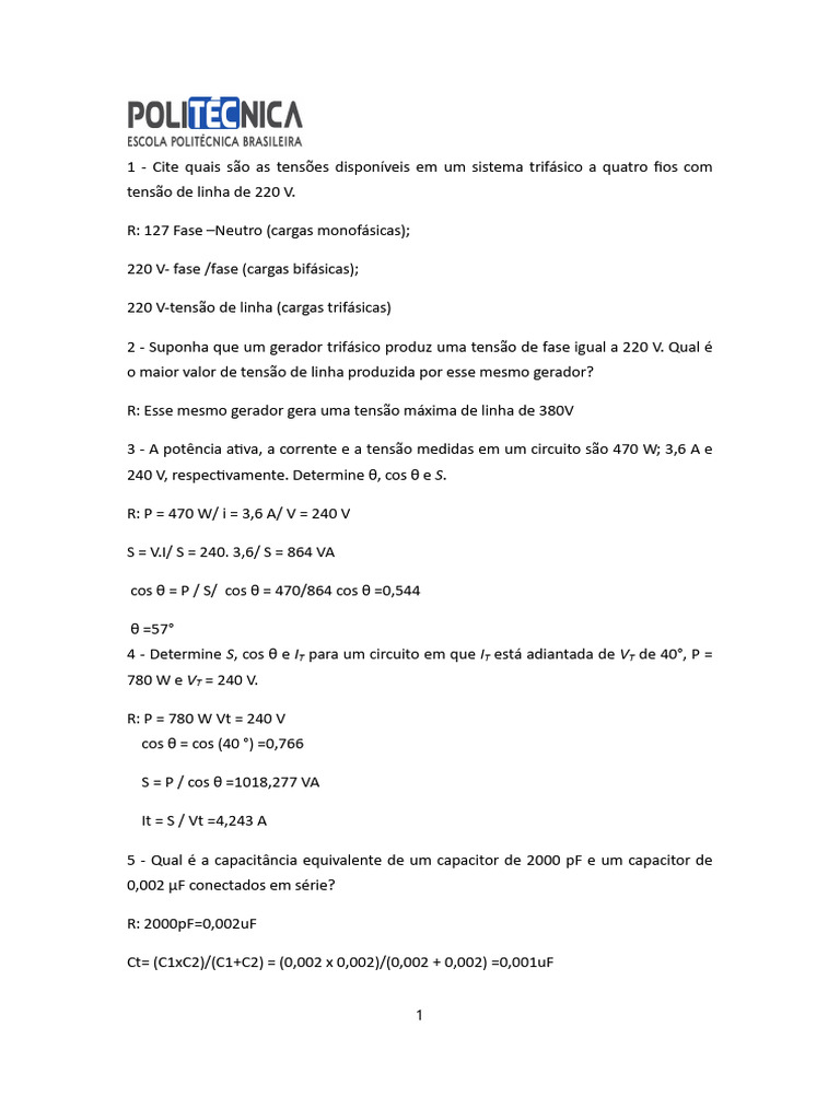 Atividade De Pesquisa 01 Fundamentos Da Eletricidade Ii Pdf Rede