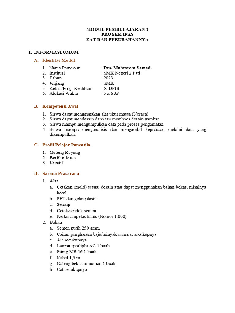 08 Modul IPAS 2 Teknologi (Projek Zat Dan Perubahannya) | PDF 08 Modul IPAS 2 Teknologi (Projek Zat Dan Perubahannya) | PDF