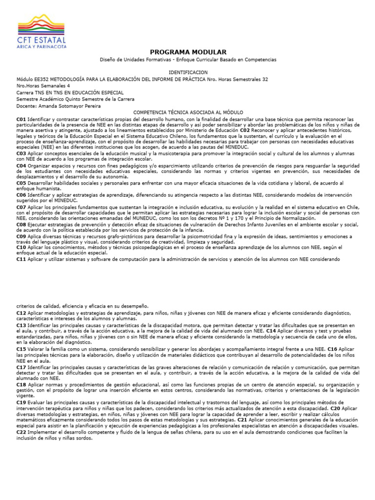 TSN Educ Especial Programa Modular | PDF | Educación especial | Inclusión (Educación)