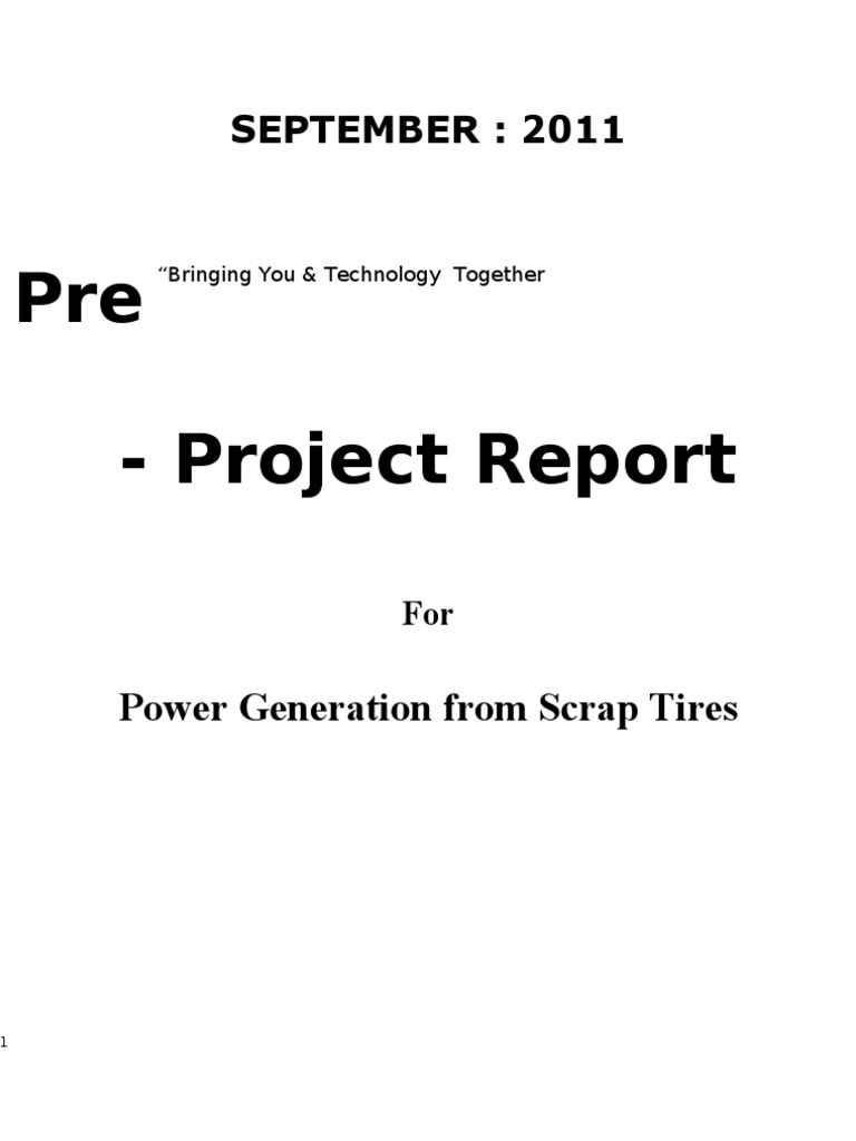 Pre - Project Report: September: 2011 | PDF | Pyrolysis | Natural Gas