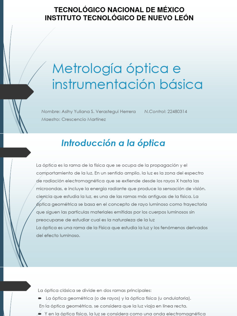 Metrología óptica E Instrumentación Básica Pdf Ciencia Y Matemáticas