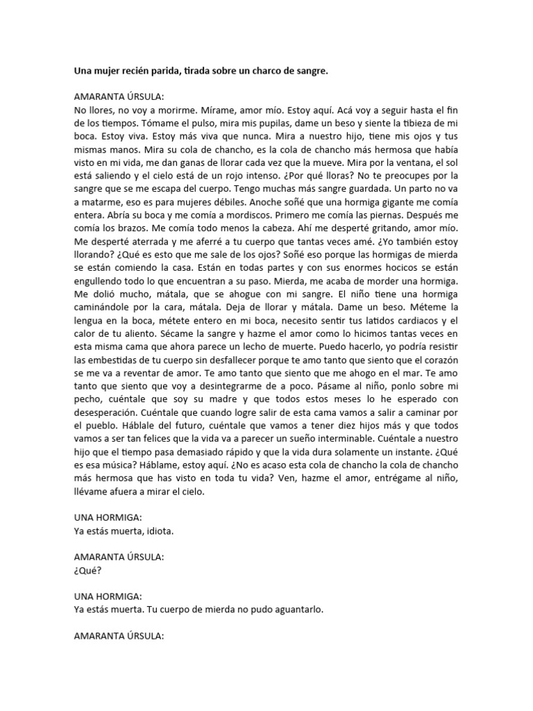 Monólogo Amaranta Úrsula | PDF