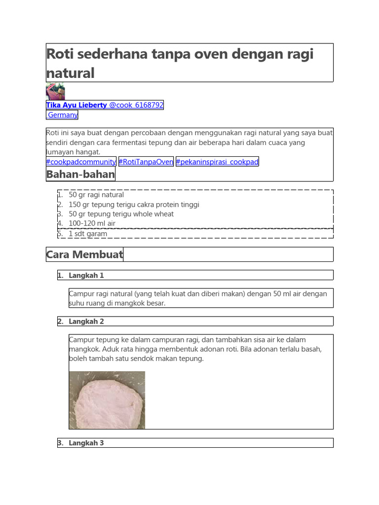 Cara Membuat Roti Ragi | PDF