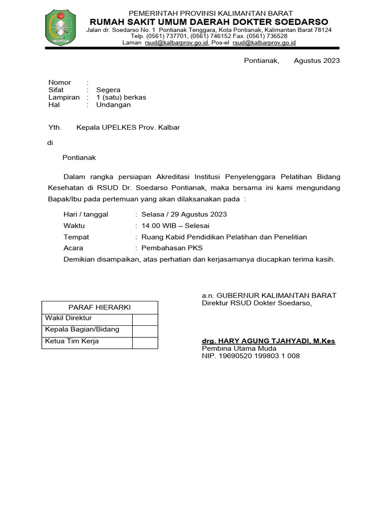 Surat Undangan PKS Dengan Upelkes 2023 | PDF