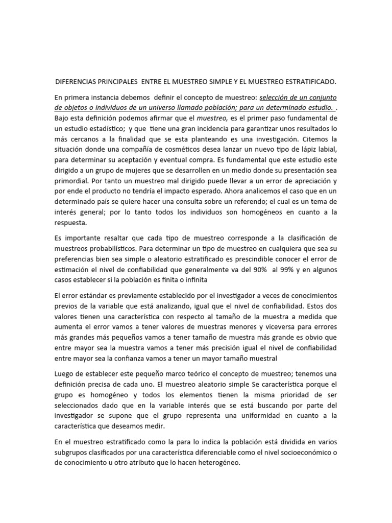 Ensayo de Muestreo | PDF | Muestreo (Estadísticas) | Estadísticas