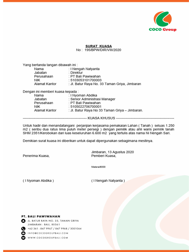 Surat Kuasa Ttd Akta Pdf