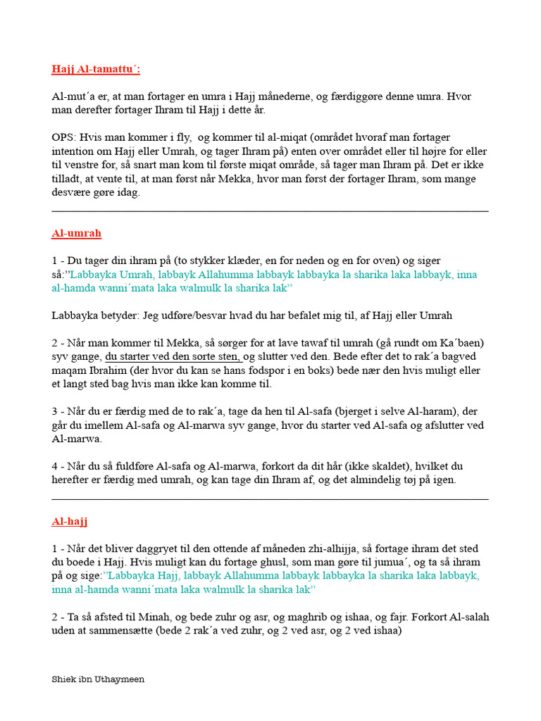 Kort Om Al Hajj Umrah PDF | PDF