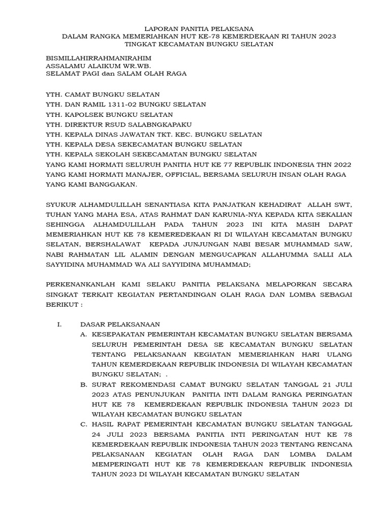 Laporan Panitia Pelaksana-1 | PDF