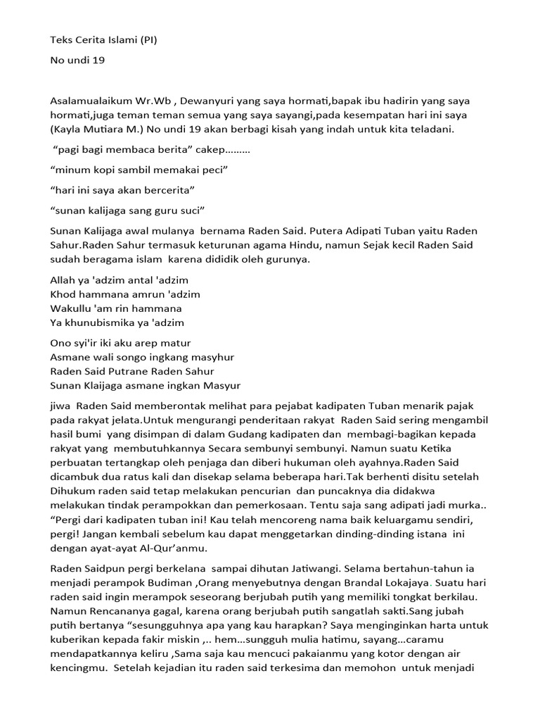 Cerita Islami Sunan Kalijaga | PDF