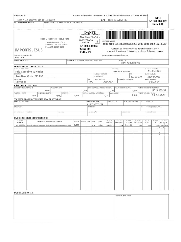 Smart TV Purchase Receipt | PDF