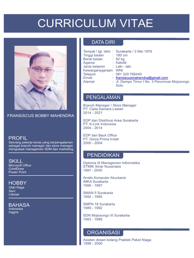 Curriculum Vitae: Data Diri | PDF