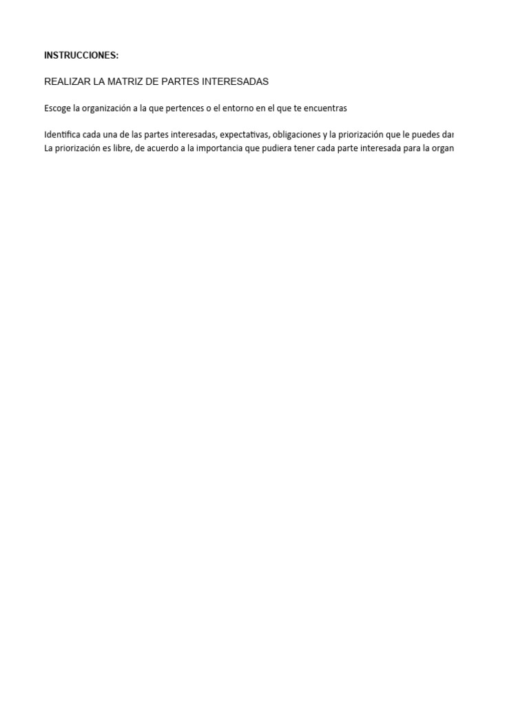 Matriz de Partes Interesadas en Organizaciones | PDF | Crecimiento ...