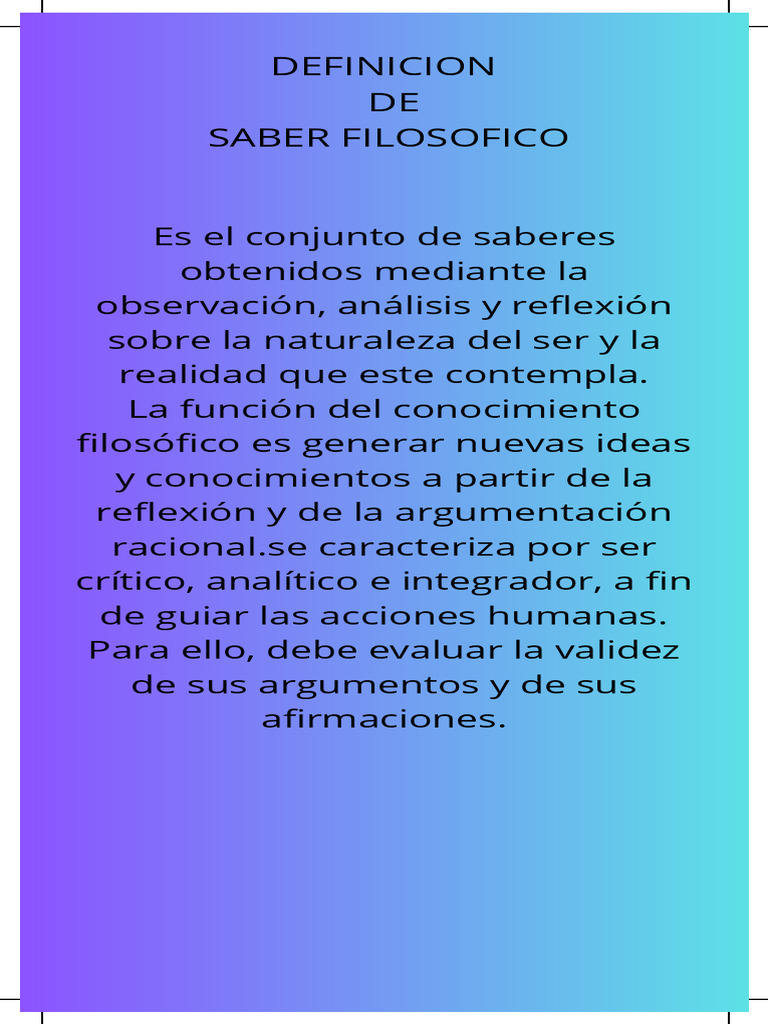 Características del Saber Filosófico | PDF