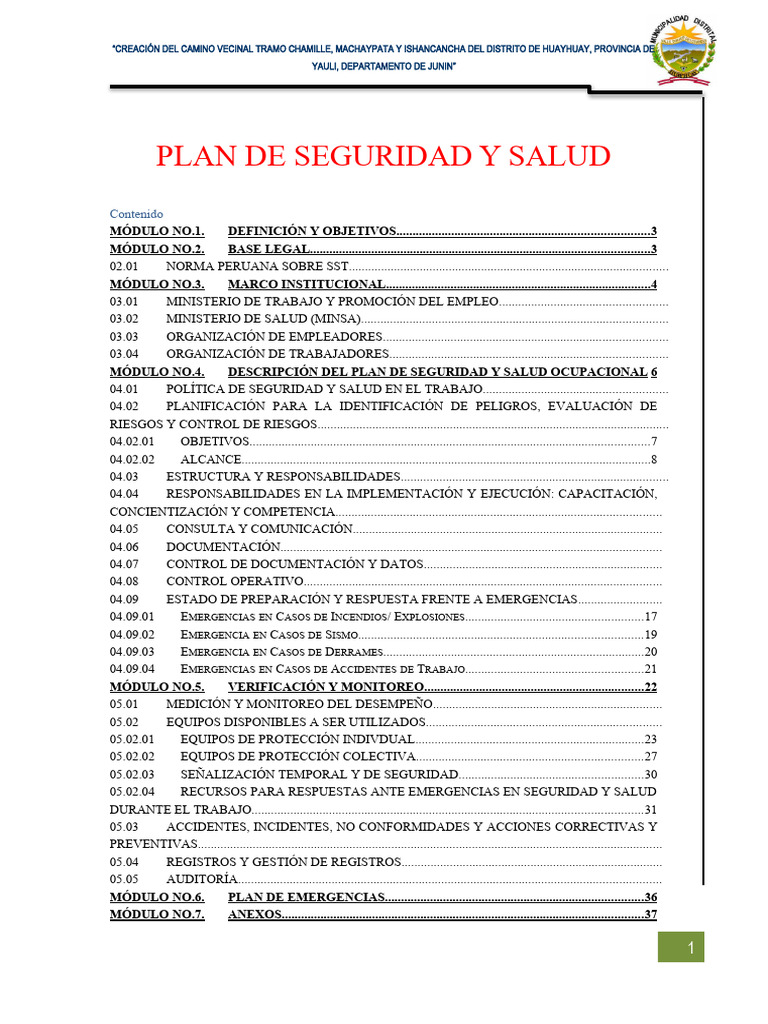 Plan de Seguridad y Salud | PDF
