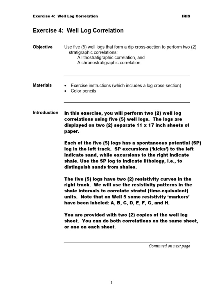 Exer4 WellLogCorrelation | PDF