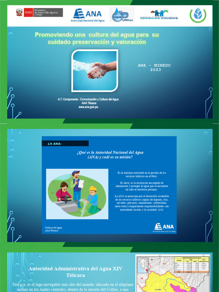 1PPT Promoviendo Una Cultura Del Agua para Su Cuidado, Preservación y Valoración. Setiembre 2023 ...