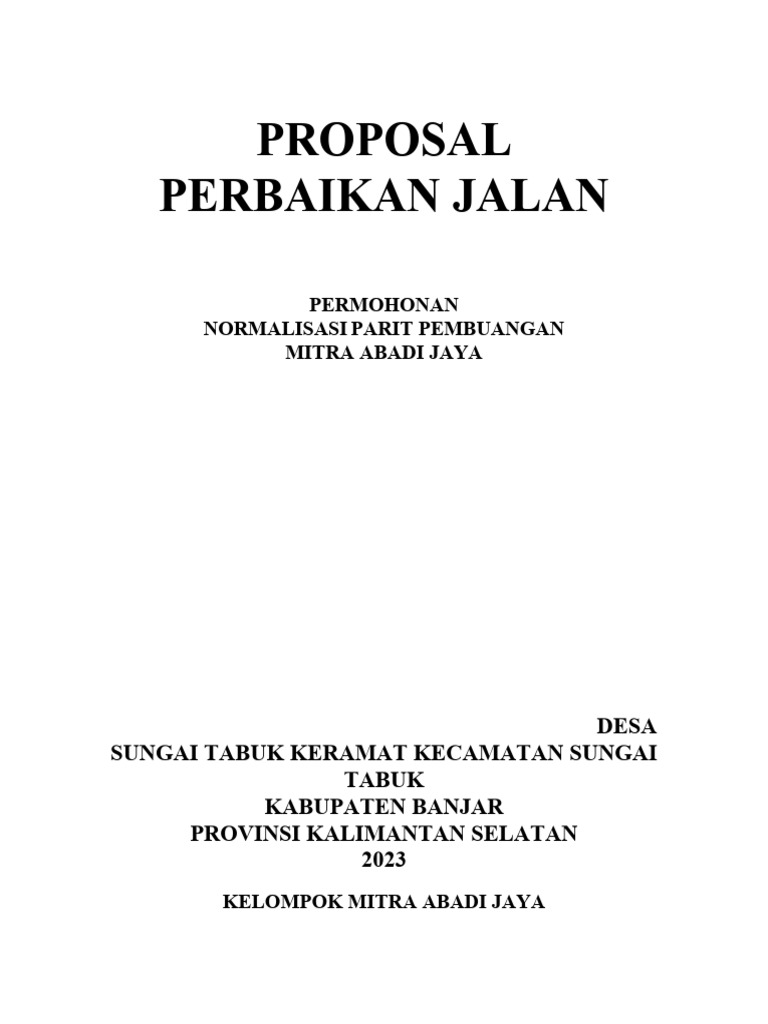 Proposal Perbaikan Saluranirigasi Mitra Abadi Jaya | PDF