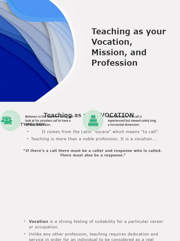 Teaching As Vocation Mission and Profession | PDF