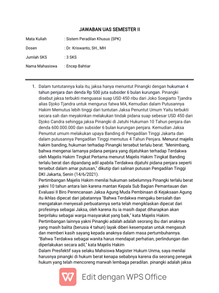 Jawaban Uas Semester Ii Encep Bahtiar | PDF