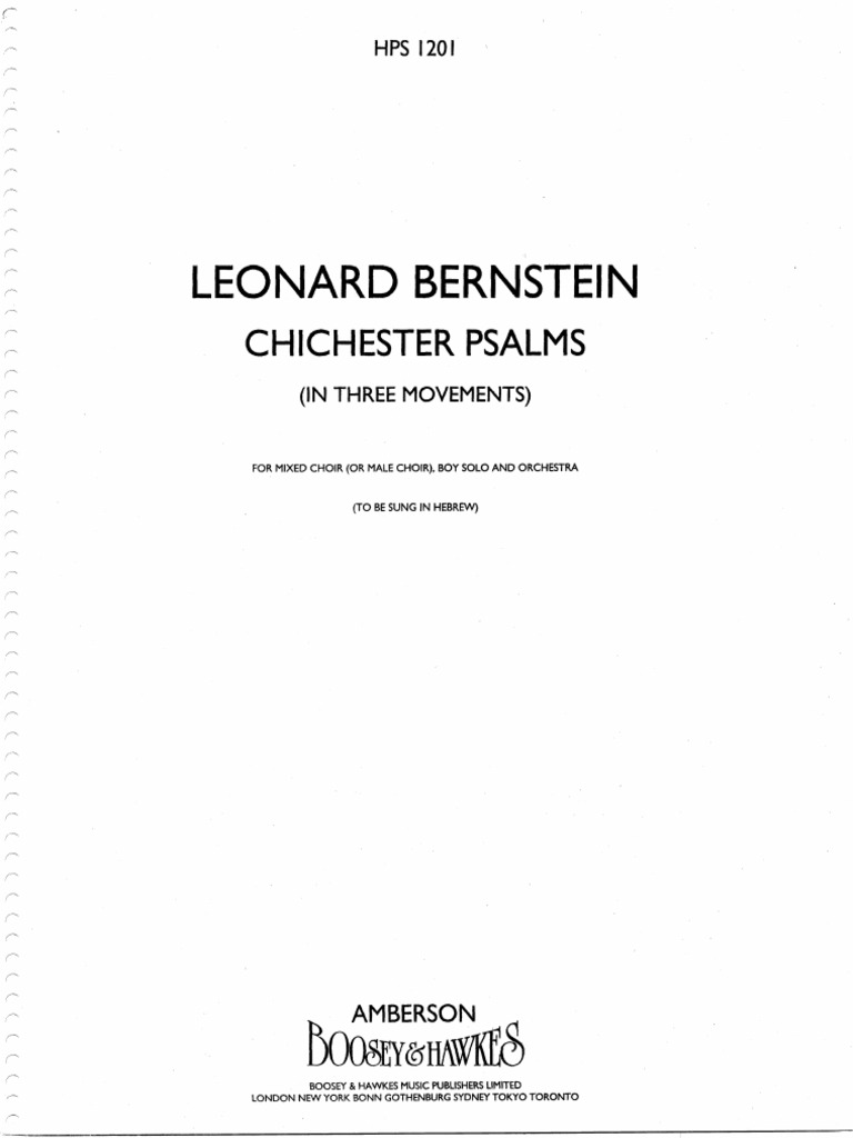 Bernstein - Chichester Psalms - 00 Full Score | PDF