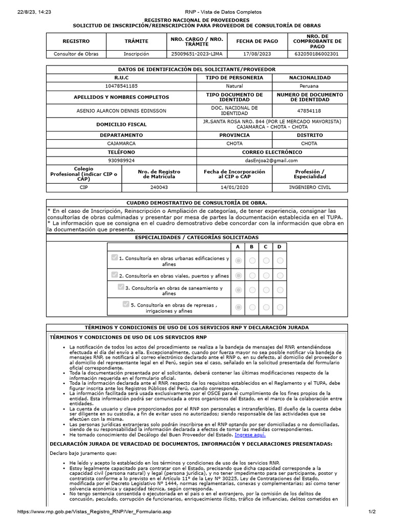FORMULARIO - Vista de Datos Completos | PDF