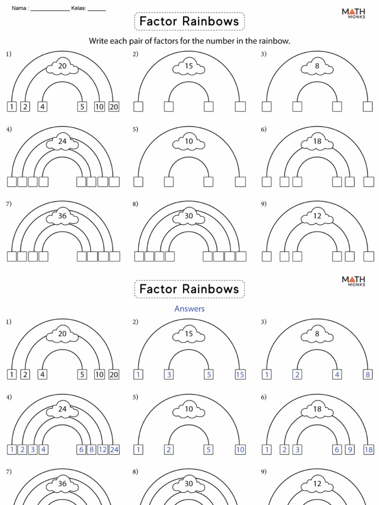 Factor Rainbow Worksheet | PDF