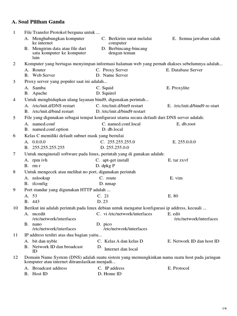 Soal Xii TKJ CBT SMK Muhammadiyah Bawang Ok | PDF
