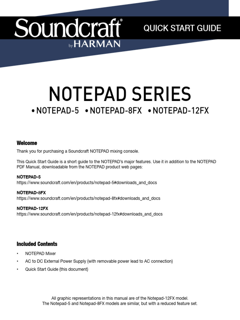 Soundcraft Notepad Series Quickstart Guide | PDF