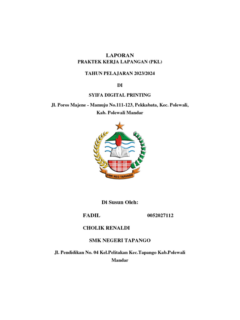 Laporan Dari PKL FADIL, DAN CHOLIK RENALDI JURUSAN DKV | PDF