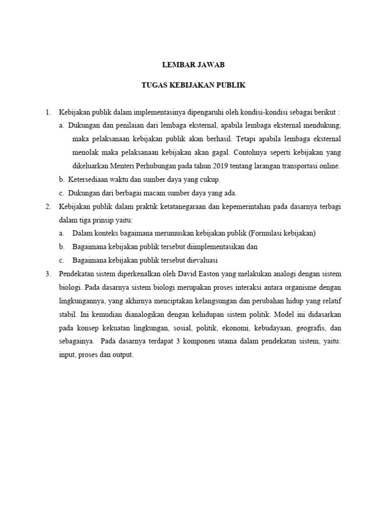 Tugas 2 Kebijakan Publik | PDF