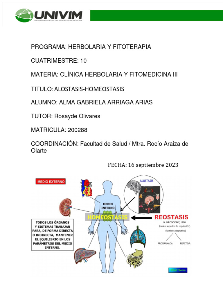 Agabriela - Arriaga - Unidad 2 - Actividad 2 - Alostasis-Homeostasis | PDF