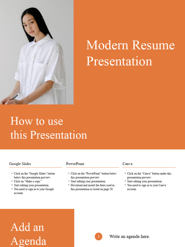 Orange and White Simple and Basic Resume Simple and Basic Creative Presentation SlidesCarnival | PDF