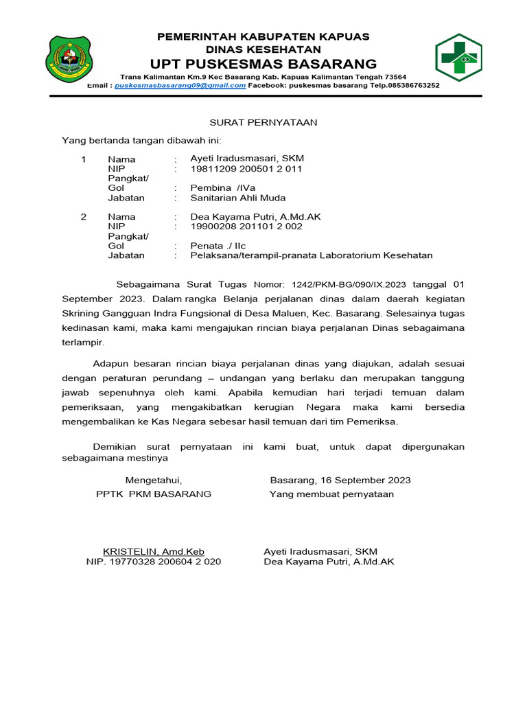 Surat Pernyataan SPJ 2023 | PDF