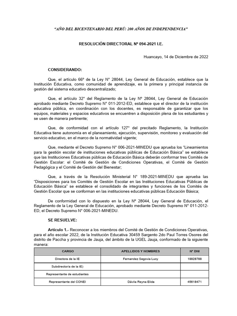 Resolución Condiciones Operativas. | PDF