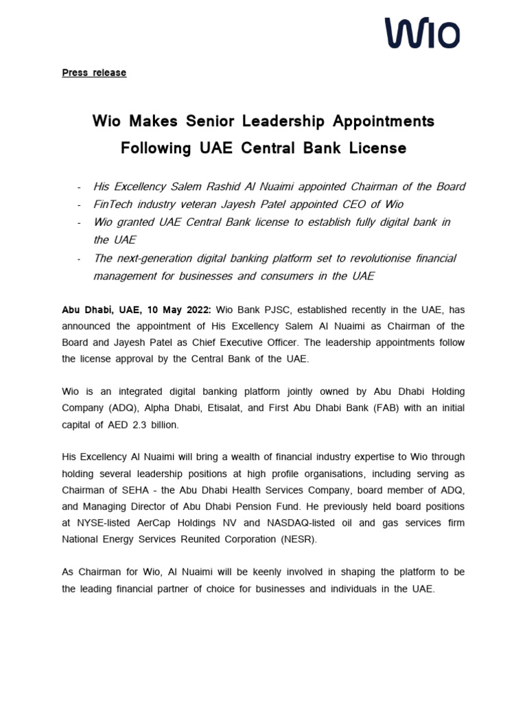 Wio PRL CB License Senior Leadership Final en | PDF