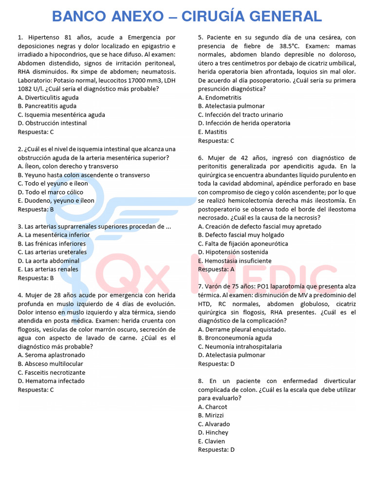 Cirugía General - Banco Anexo Con Claves | PDF