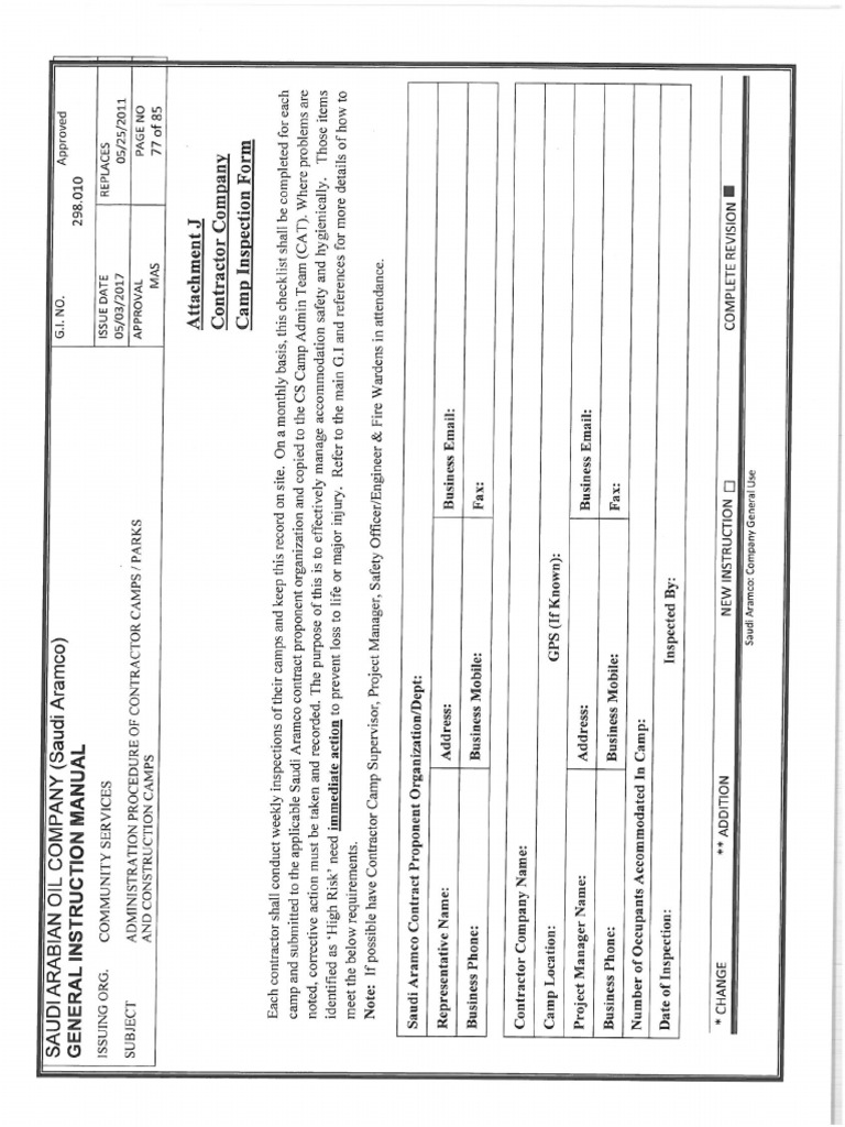 Form J Weekly Inspection | PDF