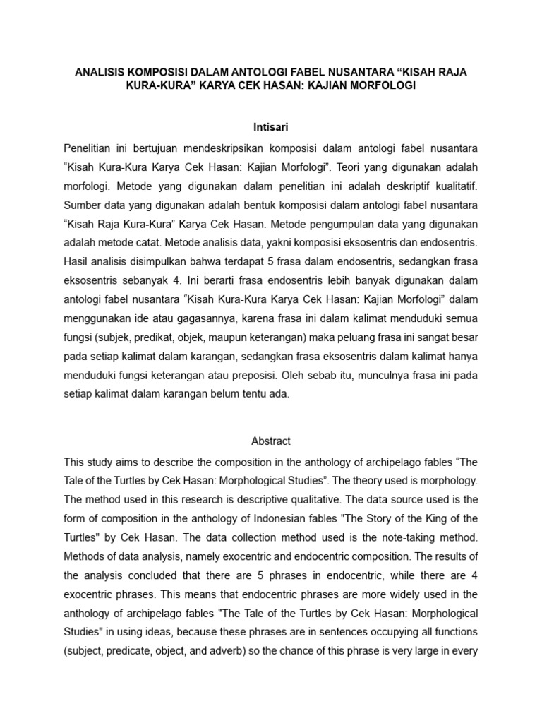 R2D ElisabethElsetiaPutri 202221500518 AnalisisKomposisiAntologiFabelNusantara | PDF